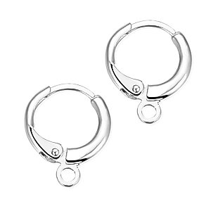 50pcs Adabele Hypoallergenic Tarnish Resistant 14mm (0.55 Inch) Round Hoop Huggie Earring Hooks Open Ring Ear Wire Sterling Silver Plated Brass for DIY Earrings Jewelry Making BF262-1