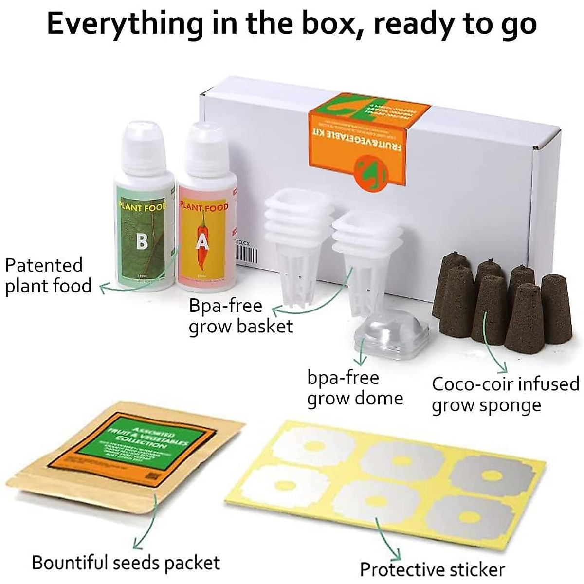 Assorted Fruit & Vegetables Seed Pod Kit Compatible with Hydroponics Garden, 7-pods (350 Seeds+, Wild Strawberries, Radishes, Dwarf Peas, Peppers, Carrots, Beet Roots, Cucumbers）