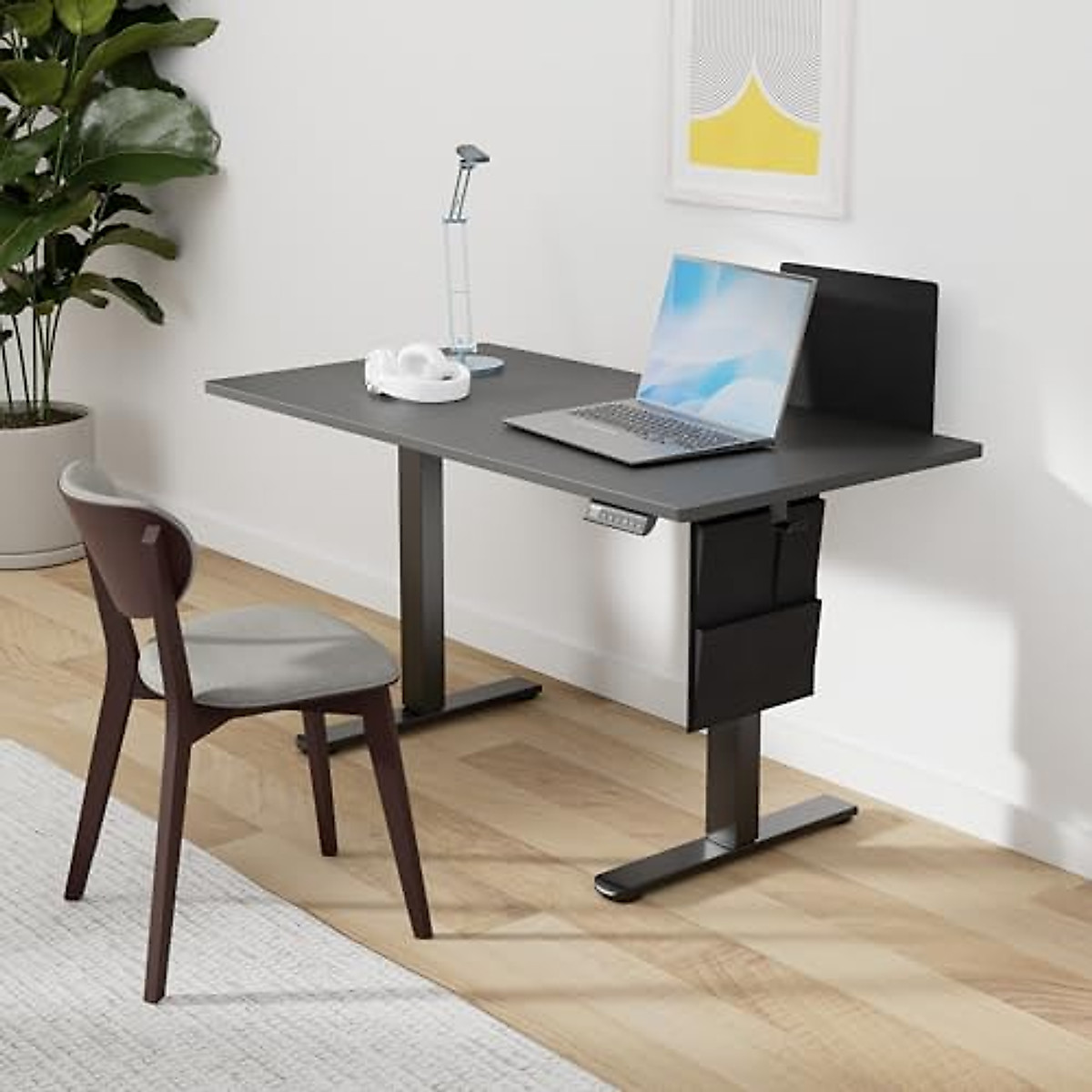 ErGear Electric Standing Desk Adjustable Height with Storage Bag,55 x 24 Inches Sit Stand up Desk, Memory Computer Home Office Desk with Cable Management Tray,DIY Bulletin Board (Black)