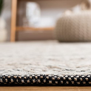 SAFAVIEH Kilim Collection Area Rug - 8' x 10', Beige & Black, Handmade Flat Weave Chevron Wool, Ideal for High Traffic Areas in Living Room, Bedroom (KLM729B)