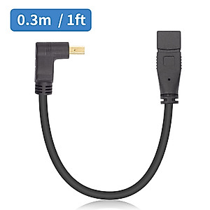 Duttek 4K Down Angled Mini DisplayPort Cable 1FT, Mini DisplayPort Extender Cable, (Mini DP Male to Mini DP Female Adapter) for Mini Displayport 1.4 Cable for Computer Laptop