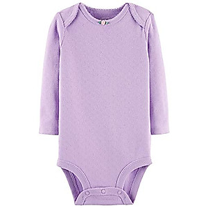 Simple Joys by Carter's Baby Girls' 4-Pack Long-Sleeve Textured Bodysuits, Pink/Purple/Grey, 24 Months