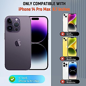 Oneagle Magnetic for iPhone 14 Pro Max Case Clear, [Compatible with Magsafe][30X Anti-Yellow][Built-in Lens Protector][Metal Lens Frame],14 Pro Max Phone Case with 2 Screen Protectors(Deep Purple)