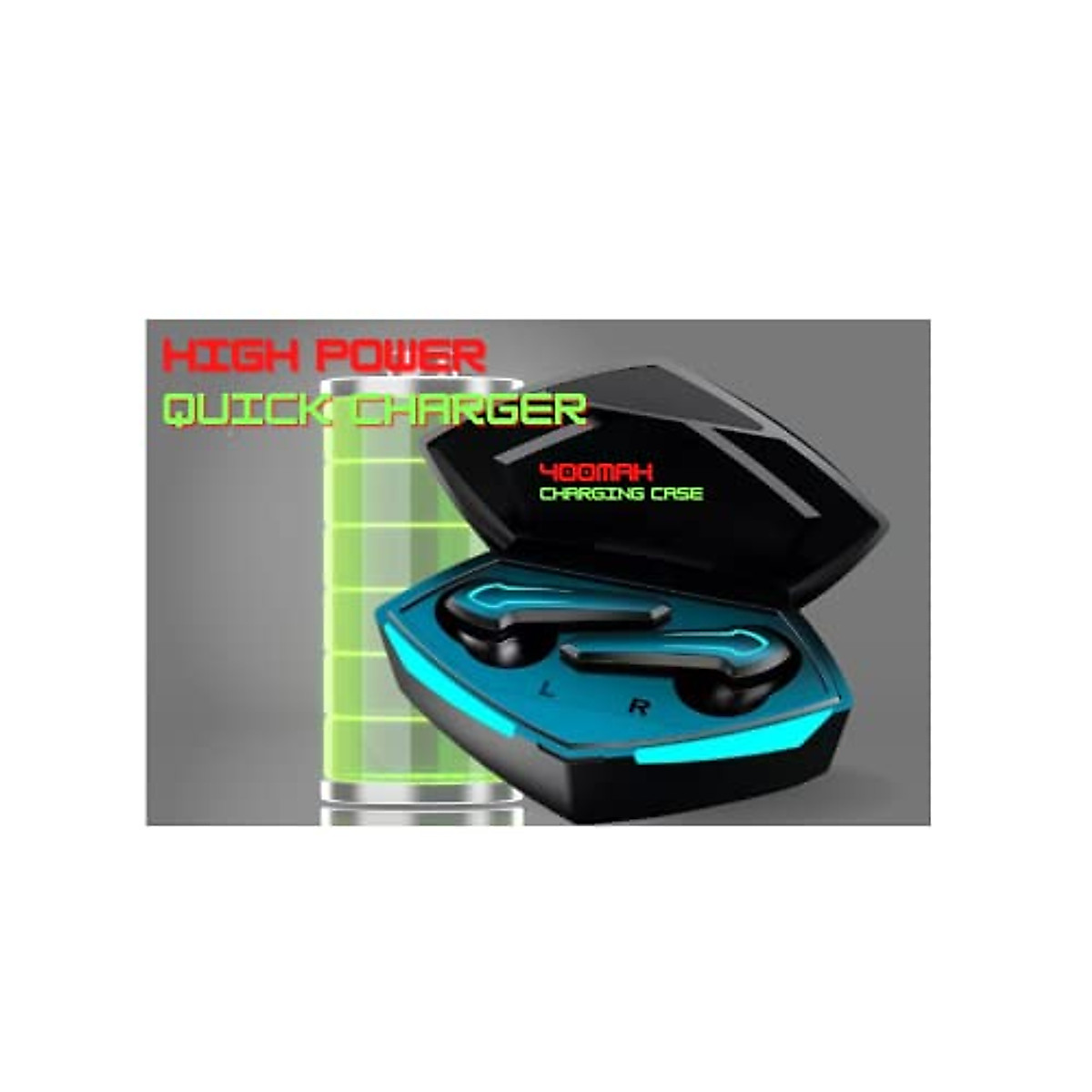 Premium Wireless Black Gaming Earbuds for Kids LESPRO Handsfree Calling Gamer Dual Microphone Bluetooth for Android iPhone Tablet