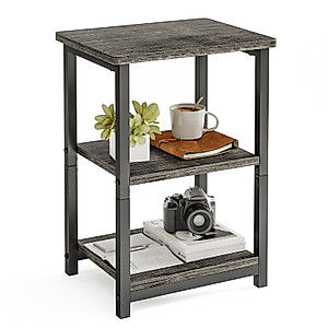 Fixwal Side Table 3-Tier Small End Table, Sofa Table Nightstand for Living Room, Bedroom, Office, Grey and Black