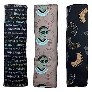 RBG Tribute Car Seatbelt Cover Ruth Bader Ginsburg Feminist, 100% Cotton Washable Padded Soft, Made in USA, Seat Belt Shoulder Strap Cushion, Neck Pad (Medium, RGB Bust on Coral)