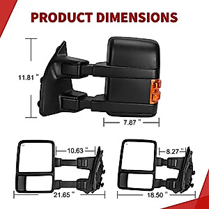 YITAMOTOR Towing Mirror Compatible with 2008-2016 Ford F250 F350 F450 F550 Super Duty, Left Driver Side Mirror Power Heated Telescoping Folding Turn Signal Light Black