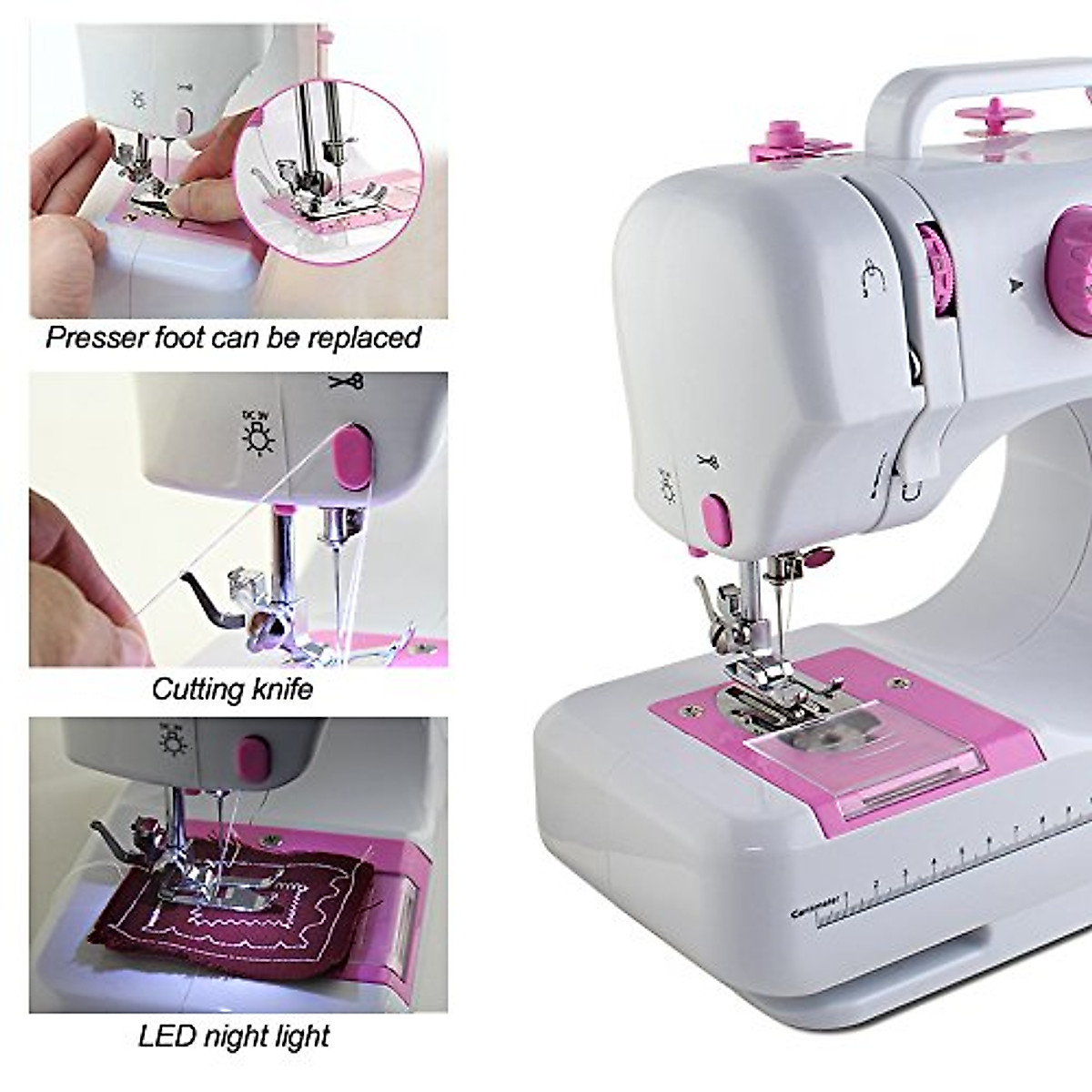 NEX Sewing Machine, Crafting Mending Machine, Children Present Portable with 12 Built-In Stitches