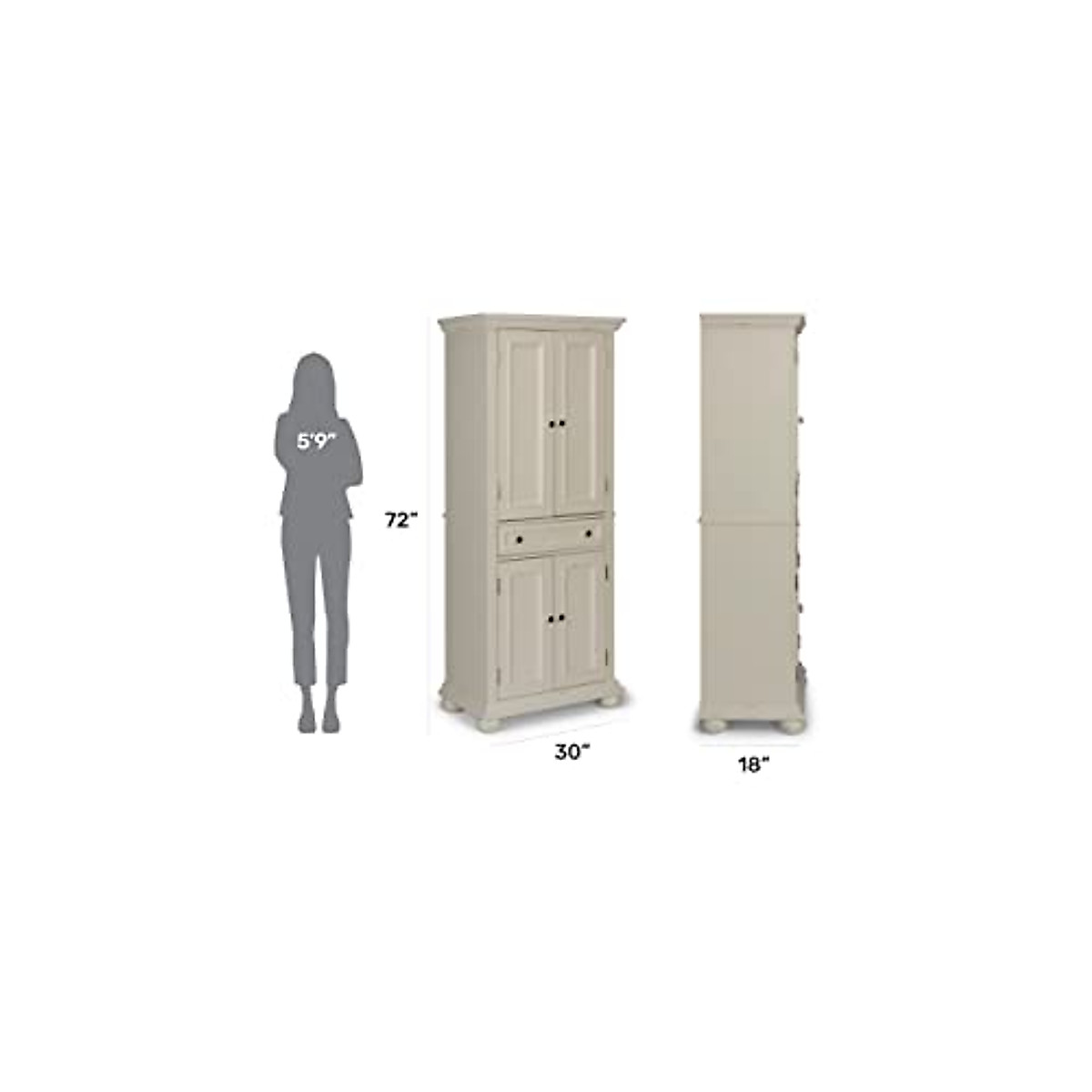 homestyles Dover 71.5 Inches High by 30 Inches Wide with Drawer and Adjustable Shelves White.