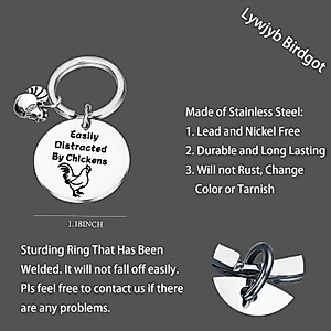 Lywjyb Birdgot Easily Distracted By Chickens Keychain (Easily Distracted By Chickens)