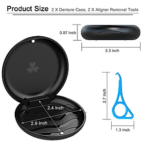 BVN Retainer Case, with 2 Pcs Aligner Removal Tool, 2 Pcs Mouth Guard Case, Black Denture Case, Mouthguard Case, Retainer Box, Denture Box for Disassembly of Oral Care.