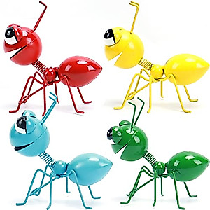 Cruis Cuka Metal Yard Art Garden Decorative Cute Ant Outdoor Wall Sculptures-Set of 4