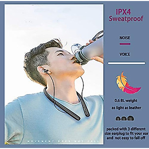 Bluetooth Headphones Wireless Neckband Bluetooth 5.0 Headset with 20 H Playtime, 10 mm Drivers, Magnetic Earbuds, Crystal-Clear Voice and Noise Cancelling Mic, Sweatproof and Lightweight (Black)