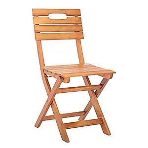 Safavieh PAT7057A-SET2 Outdoor Collection Blison Natural Brown Folding (Set of 2) Patio Chair