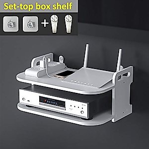 Denpetec Floating Shelf for TV Components,TV Box Shelf Thick DVD Player, Wall Hanging Shelf Punching-Free Storage Rack Floating Shelf for Set-Top Box Router Game Consoles for Home