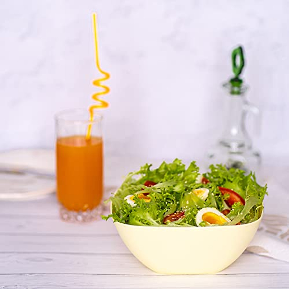 ARNO Serving Bowls Plastic Stackable Unbreakable Salad Cereal Soup Snack Fruit 36 OZ 4.5 cup (Set of 5) BPA Free