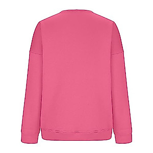 ZunFeo womens sweatshirt early reads for prime members Sweatshirt for Womens Fashion Casual Long Sleeve Top Crewneck Oversized Pullover Hoodie Y2k Fashion Clothes 2023 Hot Pink S