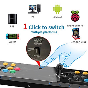 Arcade Fight Stick, 2 players PC Street Fighter Video Game Controller Fighting Joystick for PC, Nintendo Switch, NEOGEO Mini, NeoGeo Pro, PS3,Raspberry Pi, PS Classic, Android