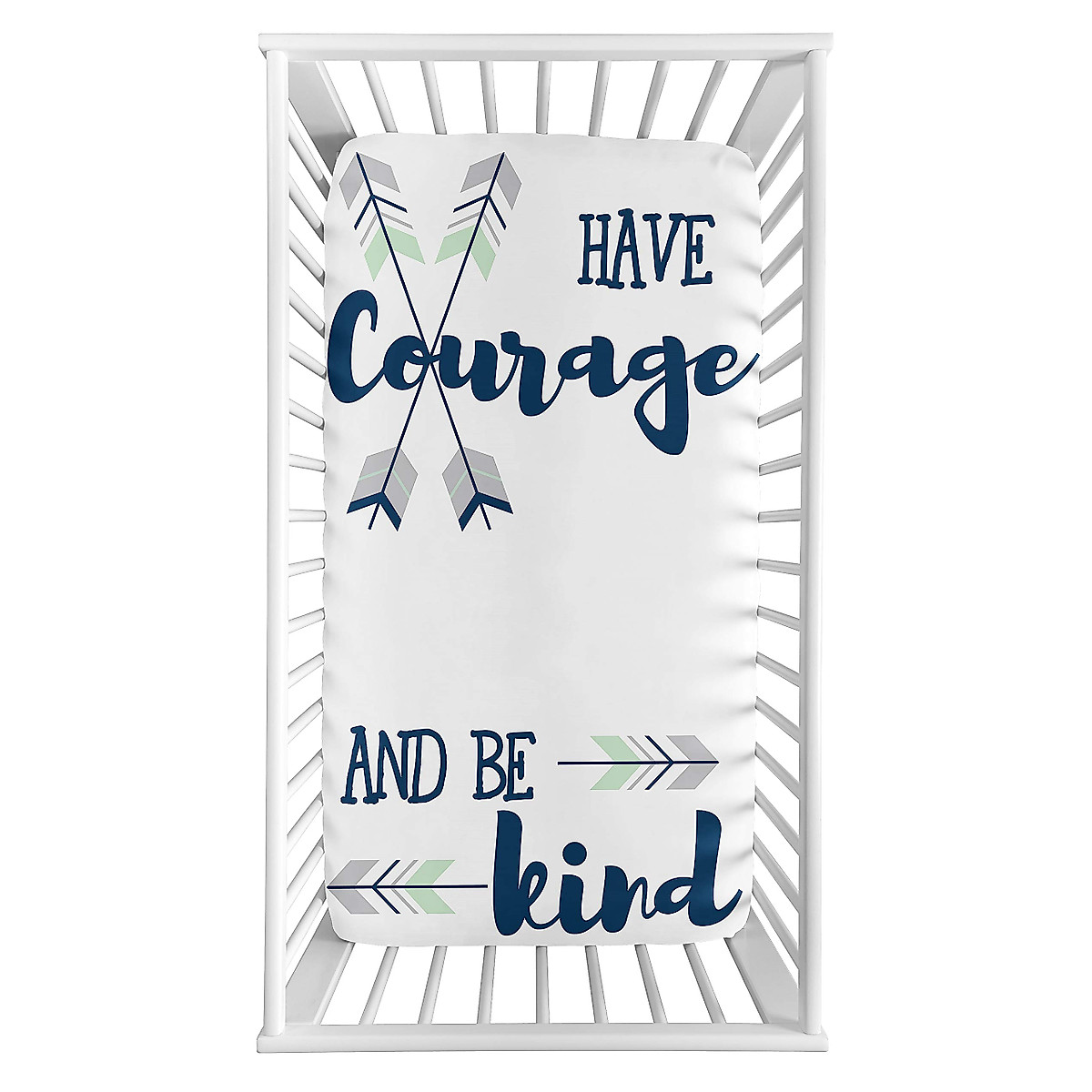 Sweet Jojo Designs Woodland Arrow Boy Fitted Crib Sheet Baby or Toddler Bed Nursery Photo Op - Grey, Navy Blue and Mint