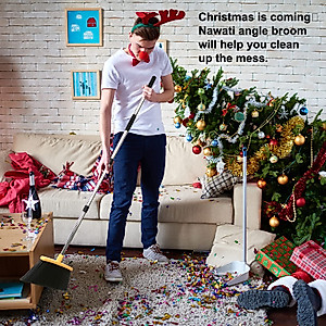 Nawati 54 inch Kitchen Broom, Stiff Bristle Broom for Indoor Outdoor Cleaning, Large Angle Household Brooms for Home Patio Garden Garage Pet Hair Sweeping-Yellow