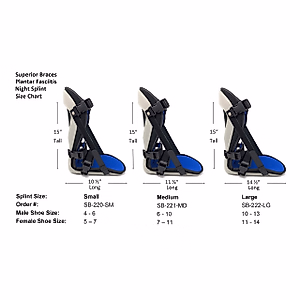SB SUPERIORBRACES Superior Braces (Size Small) PFS Medical Night Splint Brace & Support for Plantar Fasciitis, Foot Pain Management, Male Shoe Size 4-6. Female Shoe Size 5-7