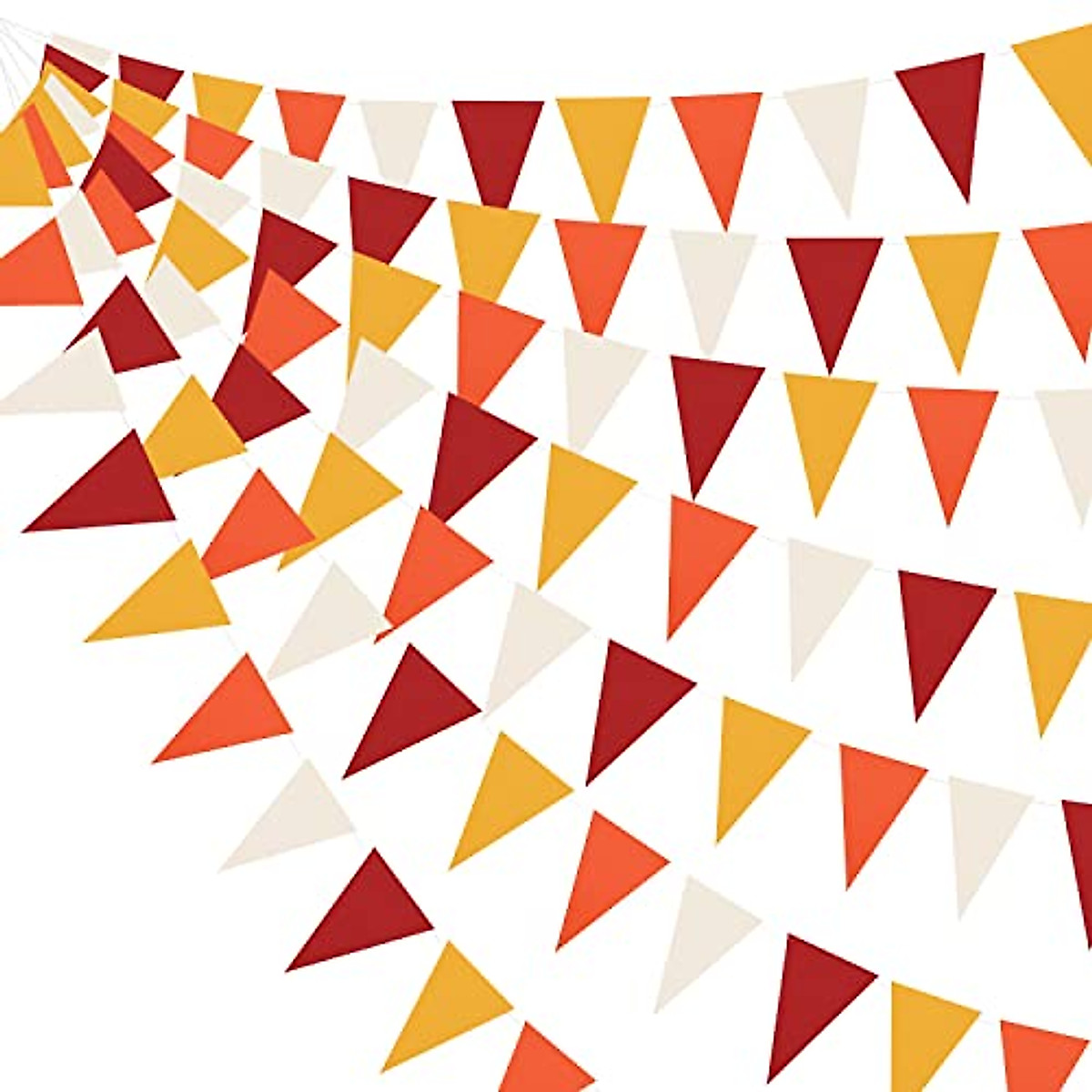 YSSAI 40Ft Triangle Flag Paper Pennant Banner Orange Fall Party Garland Bunting for Fall Decor Thanksgiving Day Harvest Autumn Wedding Birthday Party Home Outdoor Garden Hanging Decoration 104 Flags