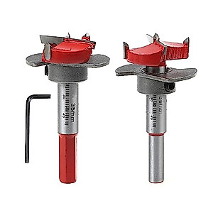 35mm Hinge Jig Kit, 8mm Round Shank Hole Opener Set YG8 Cemented Carbide Head Hinge Boring Drill Bit Hole Drill Guide Locator Woodworking Hole Opener for Cabinet Door