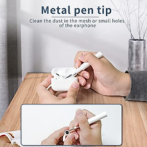 AKIKI Cleaner Kit for Airpods, Earbuds Cleaning kit for Airpods Pro 1 2 3, Phone Cleaner kit with Brush for Bluetooth Earbuds Cleaner, Wireless Earphones,iPhone,Laptop, Camera (White)