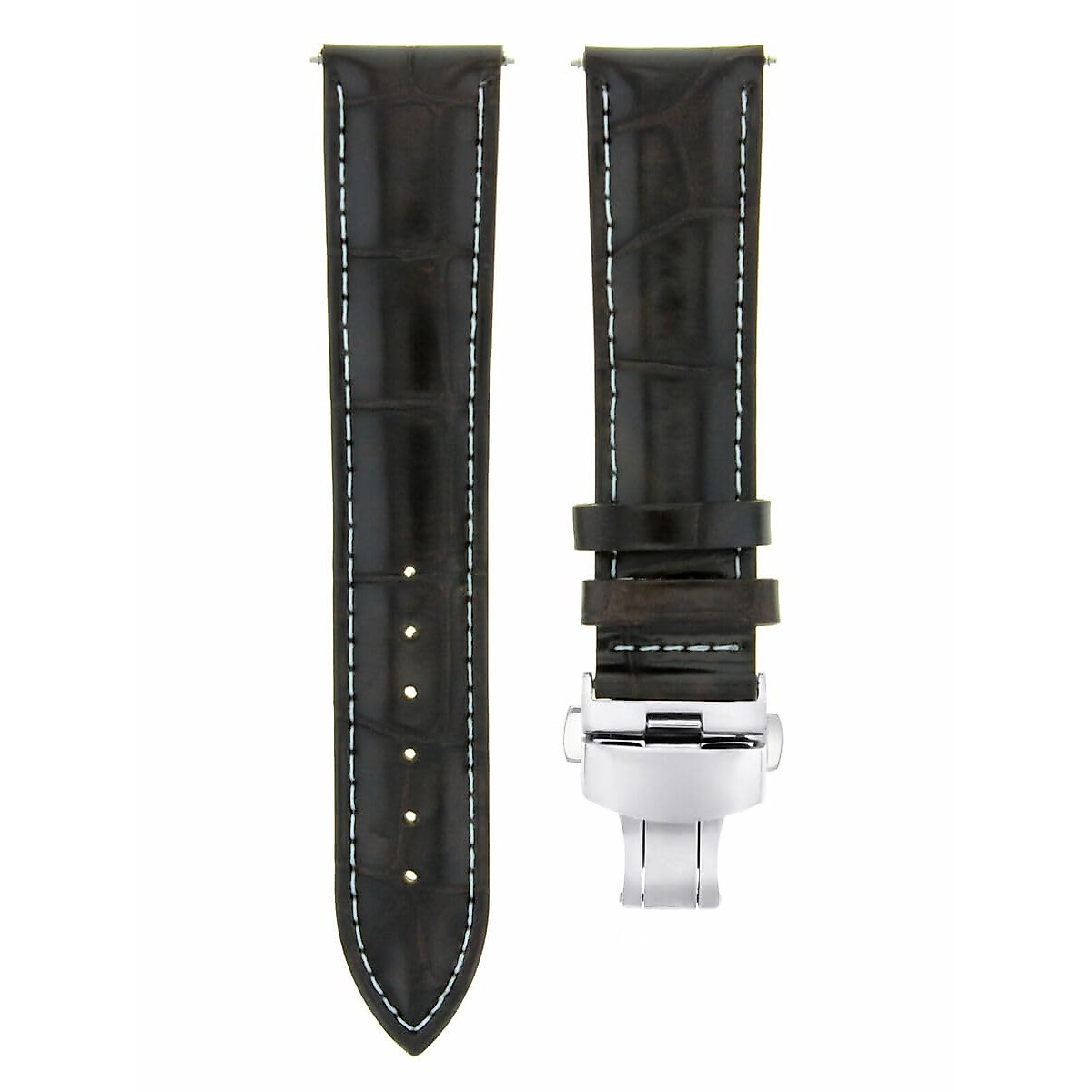 Ewatchparts 18MM LEATHER WATCH STRAP BAND COMPATIBLE WITH IWC PILOT PORTUGUES DEPLOY CLASP D/BROWN WS