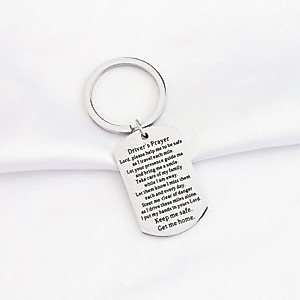 Drive Safe Keychain New Driver Gift Trucker Daddy Gift Keep Me Safe Get Me Home Keychain for Truck Driver (Driver Prayer Keychain)