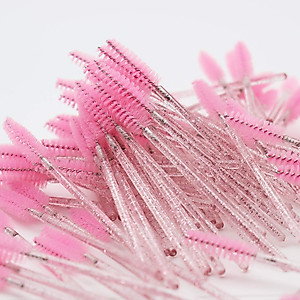 102 Pcs Glitter Disposable Makeup Applicators,Pink Lash Shampoo Brushes,Disposable Mascara Wand,Eyelash Cleansing Brushes Disposable Lip Wand (Pink)