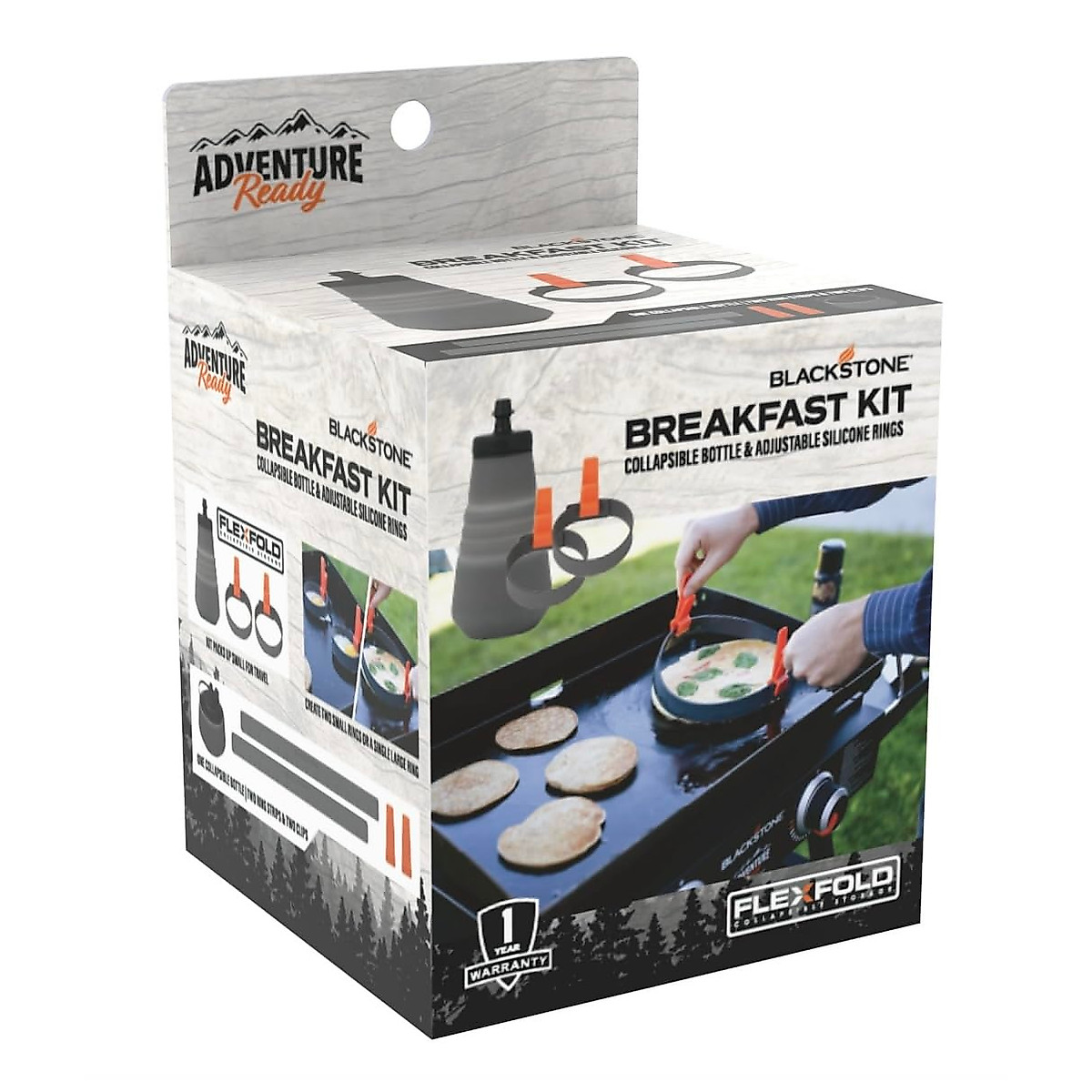 Blackstone AR 32 Ounce Collapsible Silicone Griddle Breakfast Tool Set with Heat Resistant Silicone Construction (4.65 x 4.65 x 6.85 Inches)