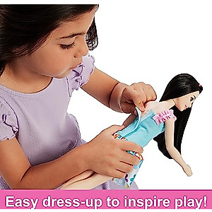 Barbie My First Barbie Preschool Doll, Renee with 13.5-inch Soft Posable Body & Black Hair, Plush Squirrel & Accessories