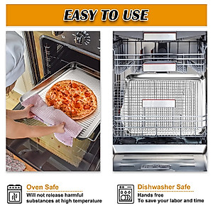 17.5 Inch Half Baking Cookie Sheet with Rack, P&P CHEF Stainless Steel Baking Pan Oven Tray and Cooling Rack for Cooking, Corrugated Bottom & Grid Rack, Healthy & Durable, 2Pcs (1 Pan +1 Rack)