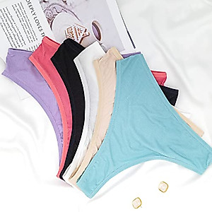 Umiehary 6 Pieces Ribbed Cotton Women High Cut Stretch T Back Thongs Active Panties Size XLarge