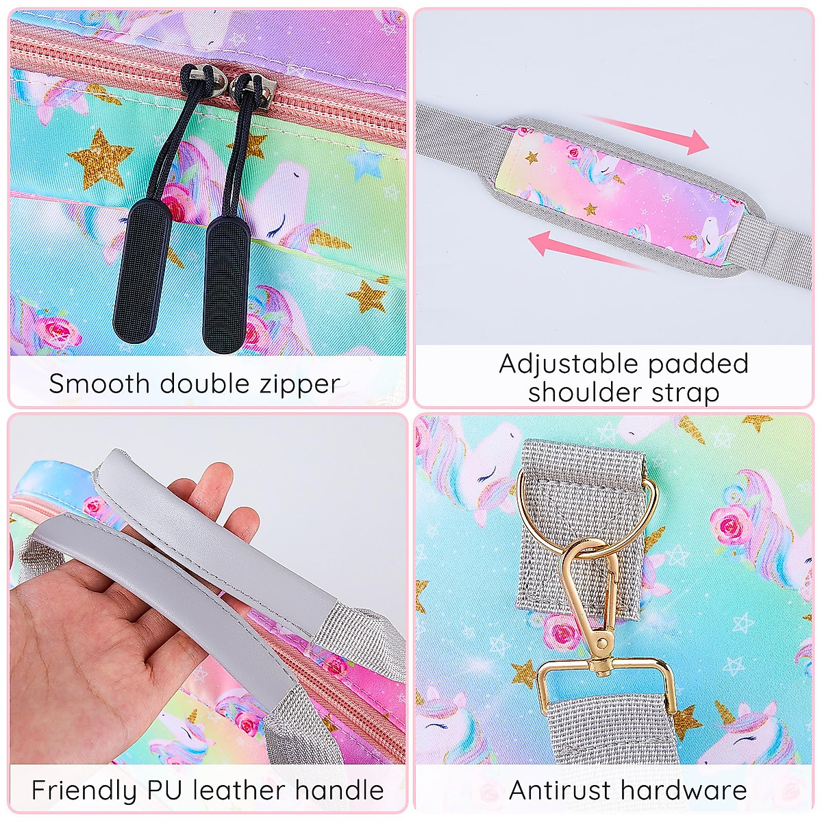 Zipper Binder with Shoulder Strap, 2 Inch 3 Ring Binder with Zipper, Binder Organizer for Middle School Case it Binder with Multiple Pockets, Handle and Shoulder Strap Included, 500 Sheet Capacity