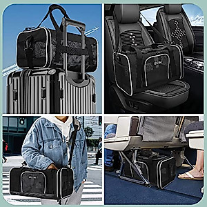 Petskd Pet Carrier 17x11x9.5 Alaska Airline Approved,Pet Travel Carrier Bag for Small Cats and Dogs, Soft Dog Carrier for 1-10 LBS Pets,Dog Cat Carrier with Safety Lock Zipper(Black)