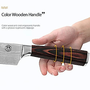 XYJ Stainless Steel Kitchen Knives Set 8 Piece Chef Knife Set with Carry Case Bag & Sheath Well Balance Ergonomic Handle