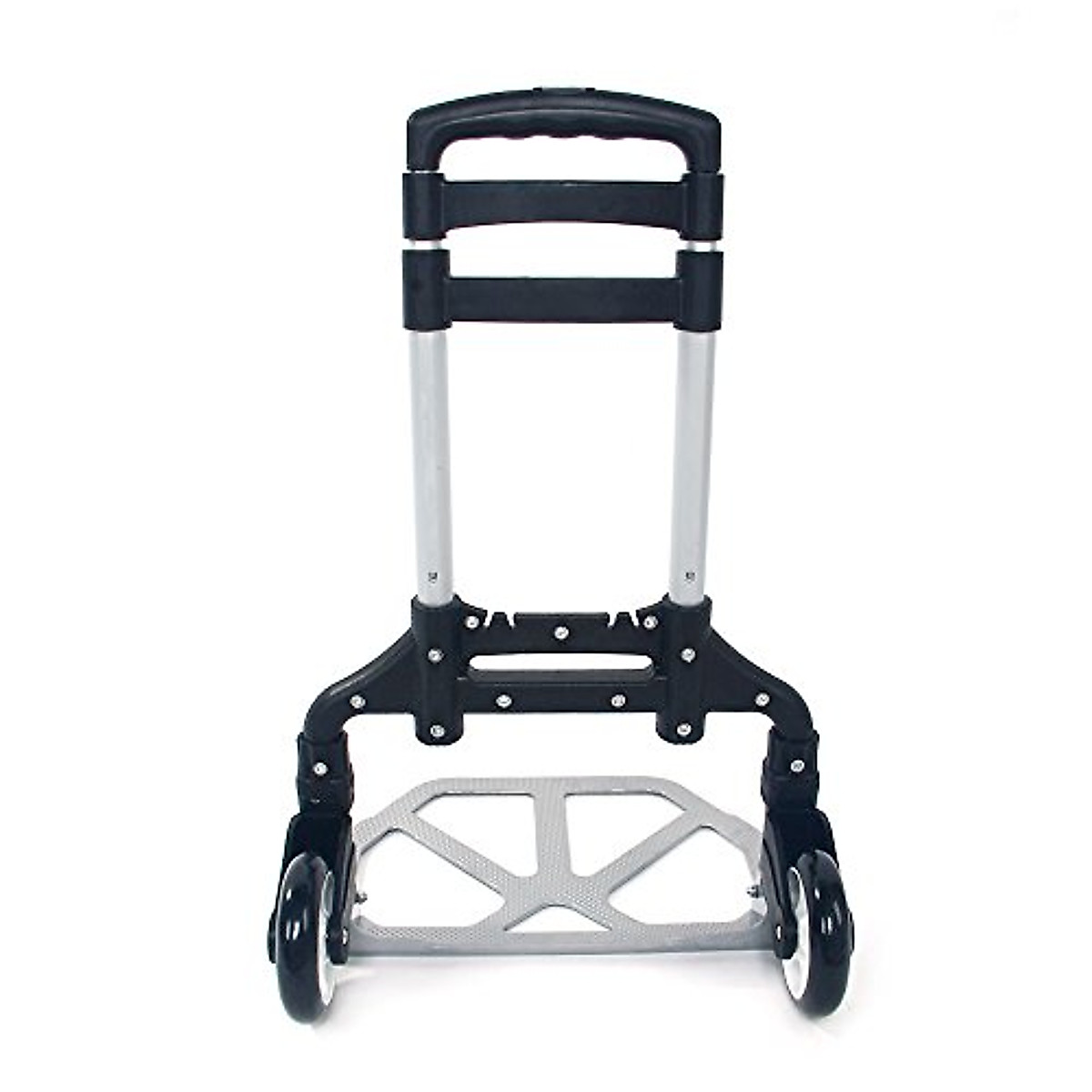 Aluminium Portable Folding Collapsible Push Truck,Hand Trolley Luggage Hand Cart and Dolly 165.35 lbs (75kg) for Home, Auto, Office,Travel Use (Black)