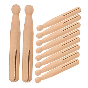 10pcs Wooden Clothespins Round Wooden Clothespins DIY Wooden Doll Sticks Crafting Painting Ornament