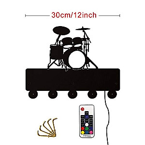 The Geeky Days Drum Kit Design Multi-Purpose Wall Hook Clothes Coat Hat Key Hanging Hooks Music Instrument Household Decor Wall Art Towel Hooks for Music Drummer Gift
