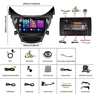 Android 11 Car Stereo for Hyundai Elantra 2012 2013 with Wireless Apple Carplay Android Auto, 9 ’’ 1+16 Touch Screen in Dash GPS Radio with Navi WiFi Bluetooth FM RDS HiFi SWC + AHD Backup Camera