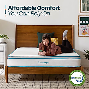 Linenspa 10 Inch Memory Foam and Spring Hybrid Mattress - Medium Feel - Bed in a Box - Quality Comfort and Adaptive Support - Breathable - Cooling - Perfect for a Guest Bedroom - Twin XL Size