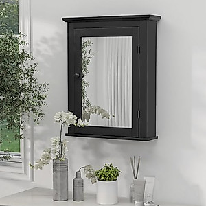 Safeplus Versatile Wall-Mounted Bathroom Medicine Cabinet with Mirror, Adjustable Storage Organizer for Living Room, Bedroom, Entryway - Perfect for Everyday Use, Black