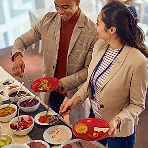 Coloch 200 Pieces 6 Inch Red Disposable Plates, Plastic Dessert Plates Bulk Round Party Plates Multi-Purpose Appetizer Plates for Cake, Dessert, Fruit, Barbecue, Party, Picnic, Wedding