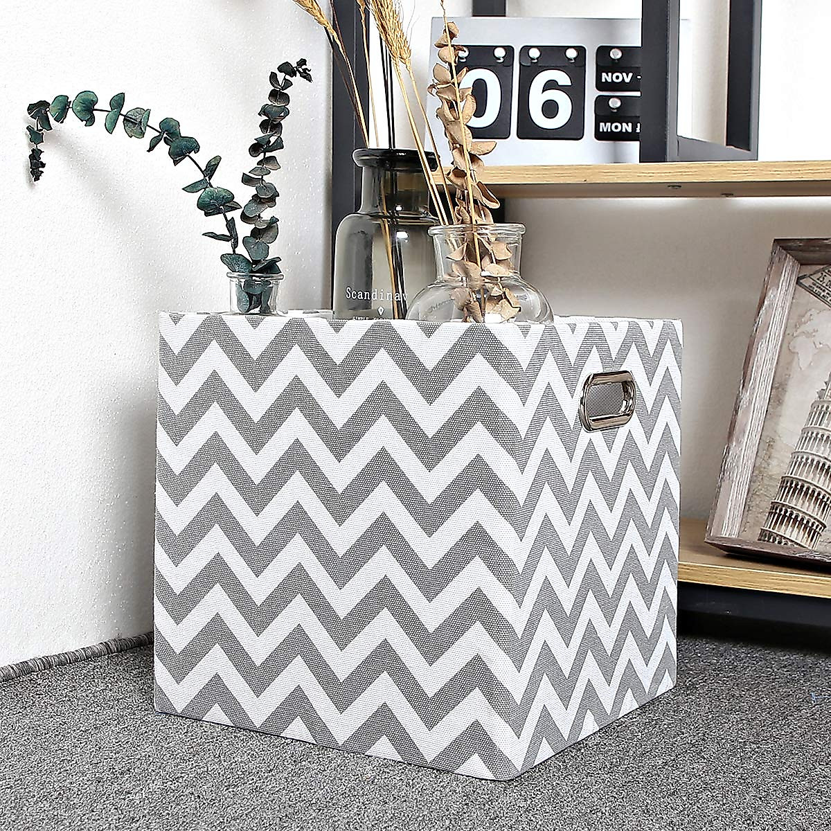 BAIST Pretty Storage Bins,Heavy Duty Square Colorful Fabric Storage Cube Bins Baskets for Playroom Bedroom Shelf,4-Pack