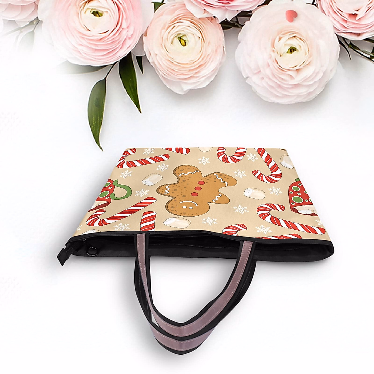 KFBE Christmas Gingerbread Women Tote Bags Snowflake Top Handle Satchel Handbags Purse Shoulder Bag for Shopping L 2080395