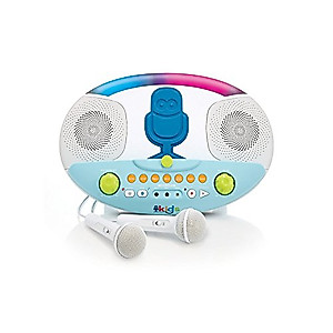 Singing Machine SMK1010 Kids Pedestal Karaoke System with Two Microphones, Stand and Voice Effects