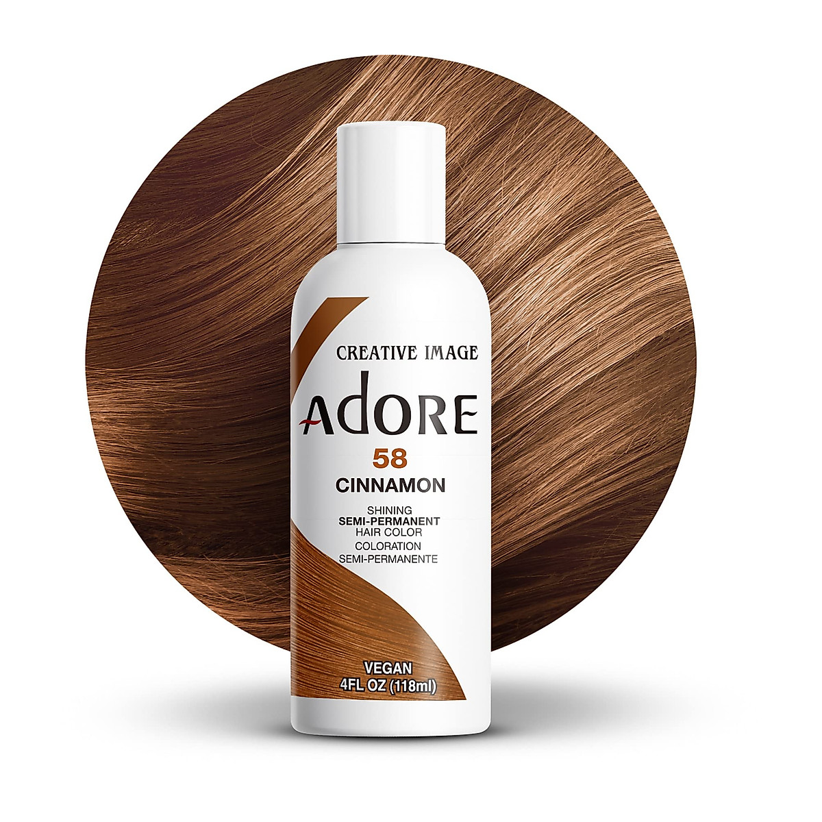Adore Semi Permanent Hair Color - Vegan and Cruelty-Free Brown Hair Dye - 4 Fl Oz - 058 Cinnamon (Pack of 1)