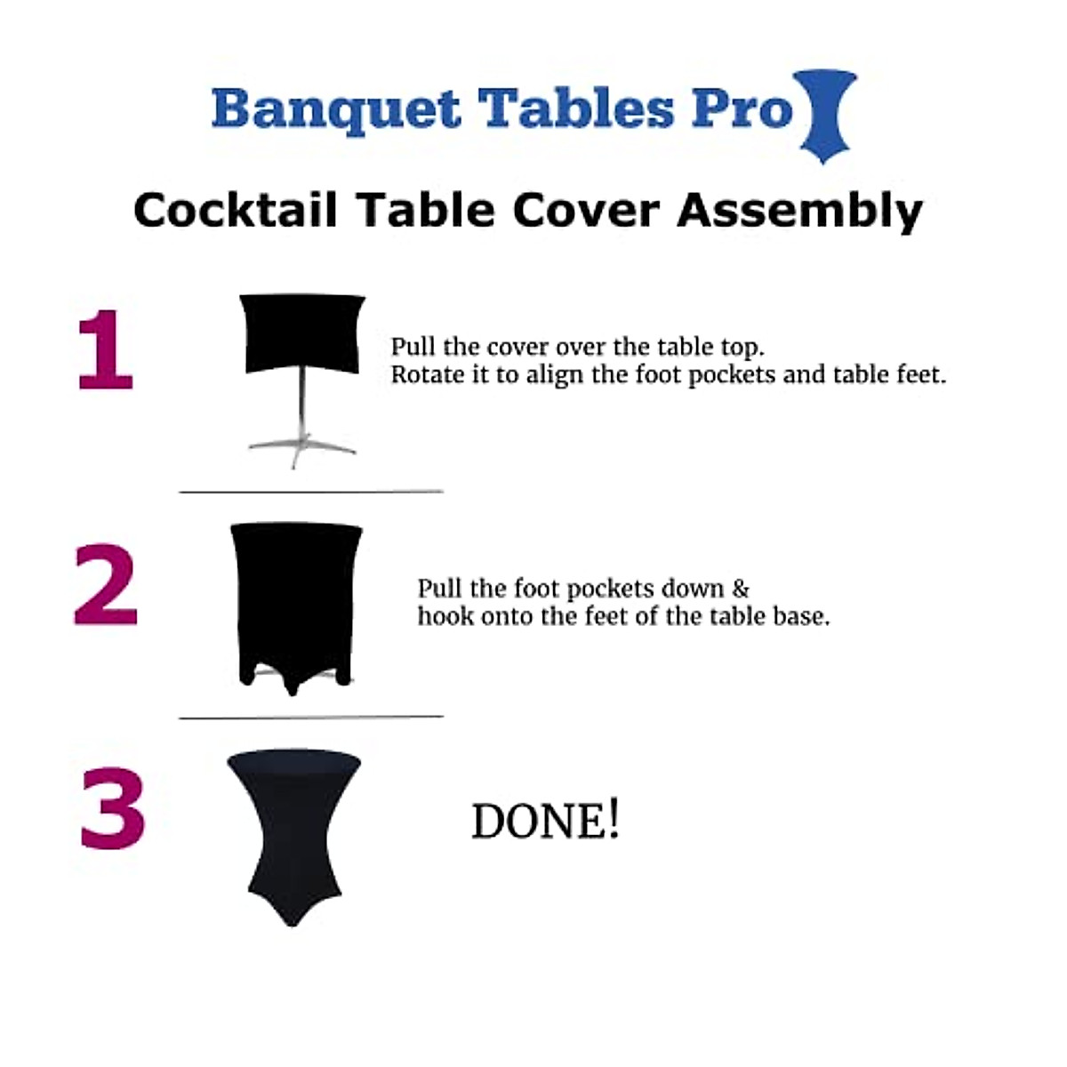 Banquet Tables Pro 30 Diameter x 42" Height White Spandex Highboy Table Cover